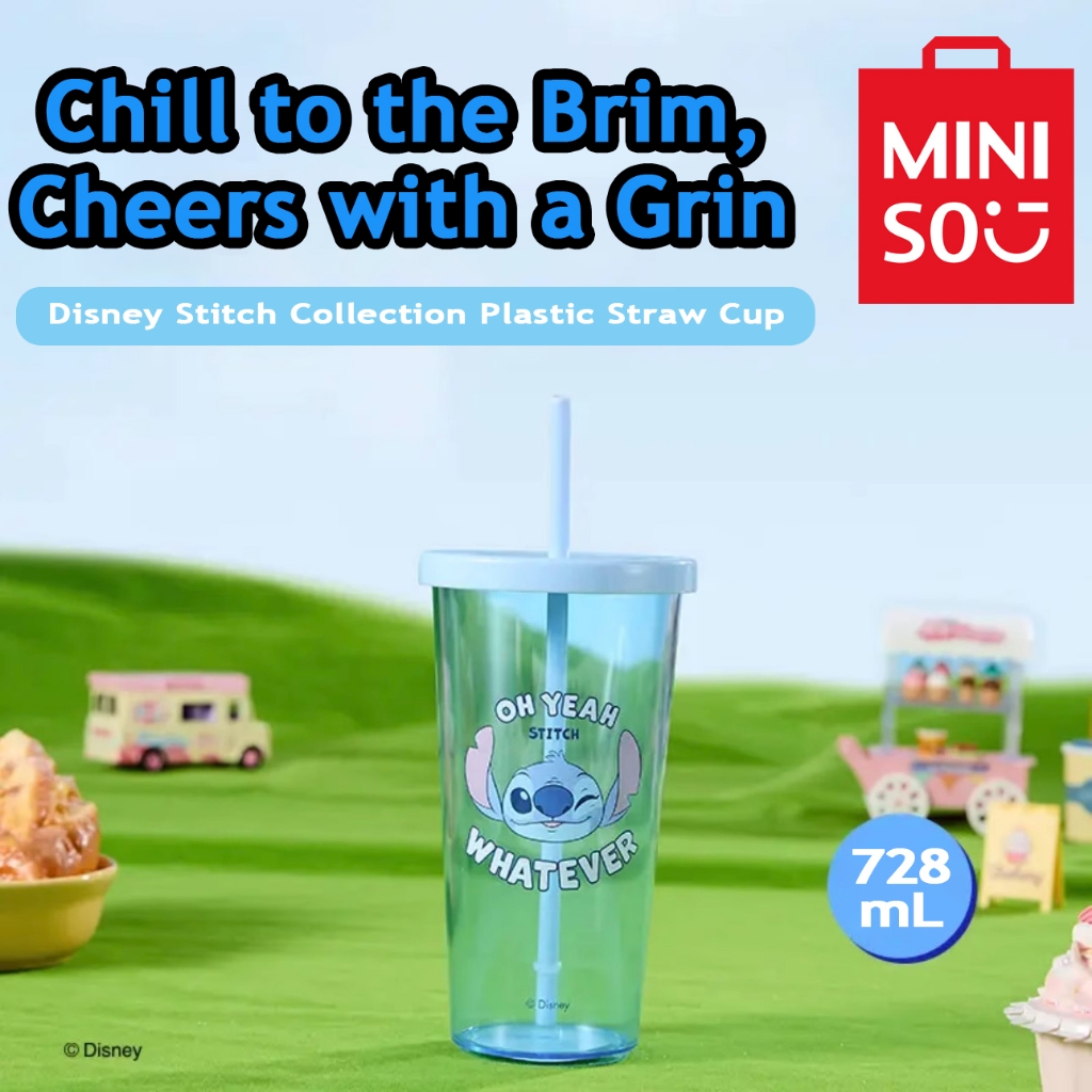 MINISO Disney Stitch Series 728mL Space Tumbler with Straw & Ice Pop ...