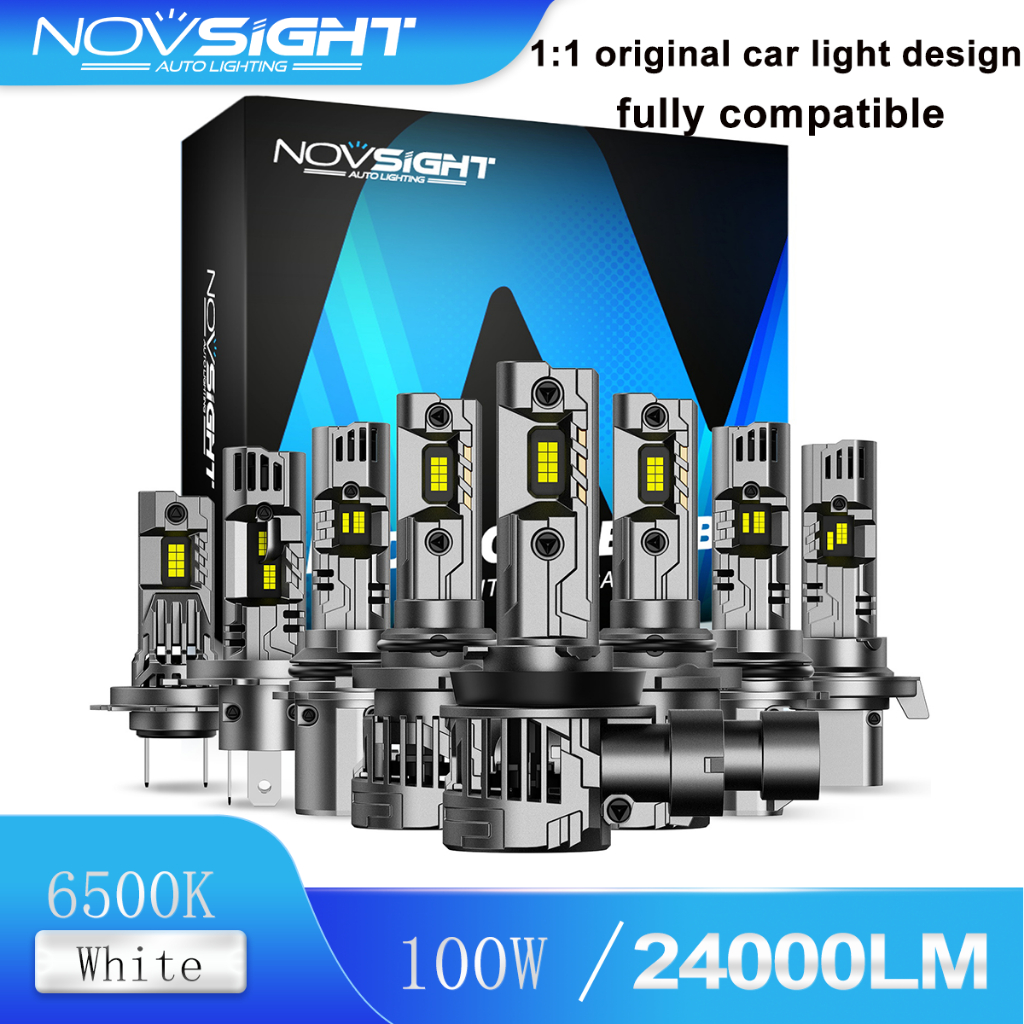 Novsight 1 :1 Design N99 H7 H11 9005 9006 H4 car LED Headlight 100W 6500K 24000LM Pair of Small ...