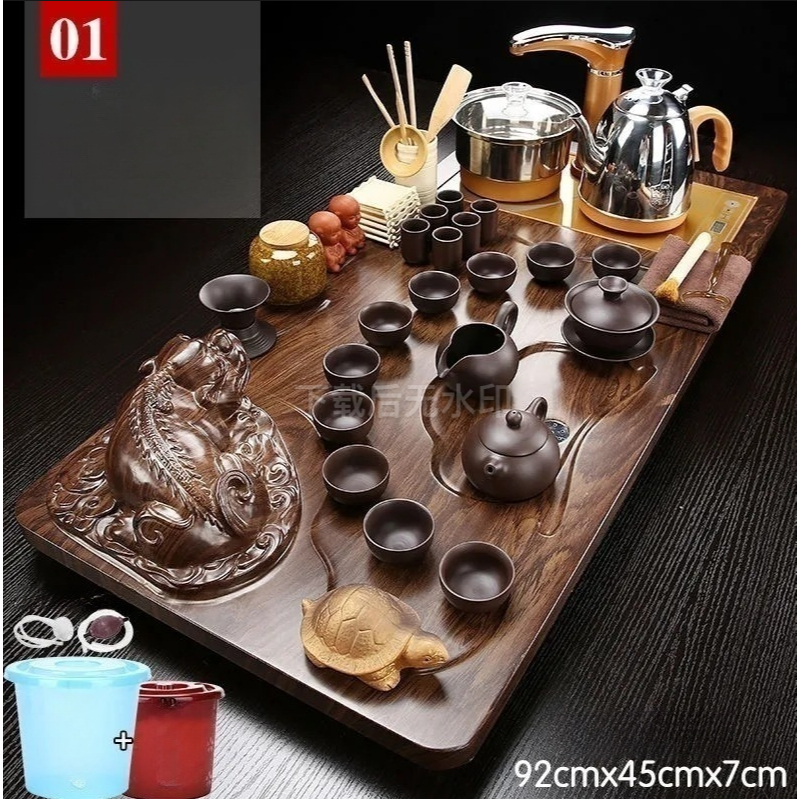 Fully automatic tea set household set solid wood tea tray integrated ...