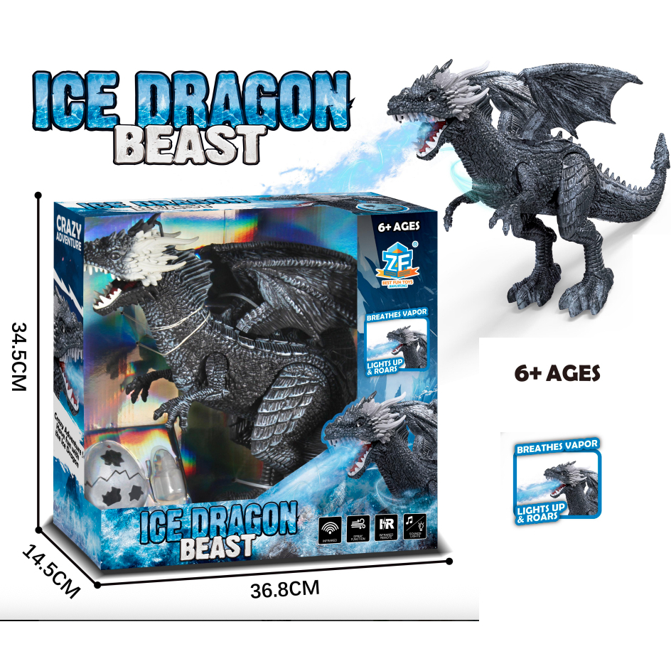 Ice Dragon Beast Remote Control Toy – LED Light-Up Walking Dragon with ...