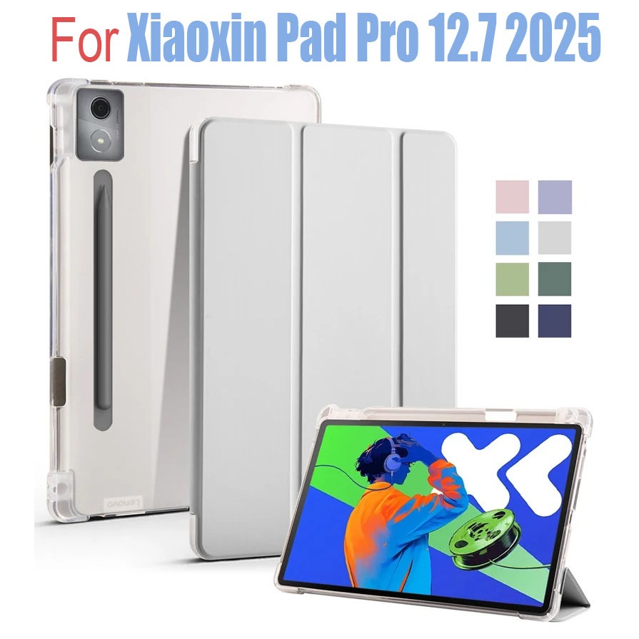 For Xiaoxin Pad Pro 12.7 2025 Case With Pen Holder Trifold Soft Back ...