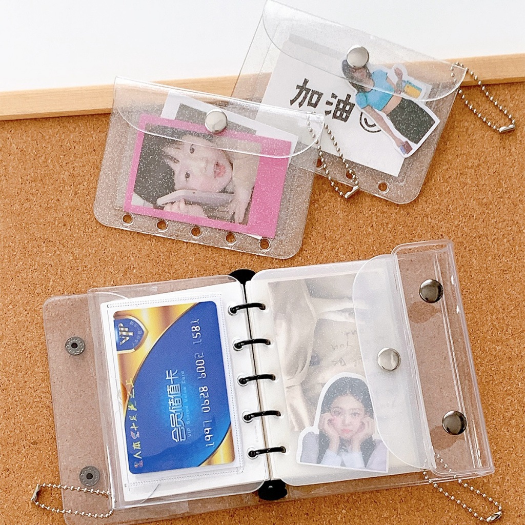 PVC Transparent Sparkling M5 Loose-leaf Handbook Storage Bag Card ...
