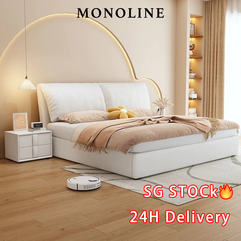 【SG Stock】 Techno Fabric And Solid Wood Storage Wooden With Mattress ...