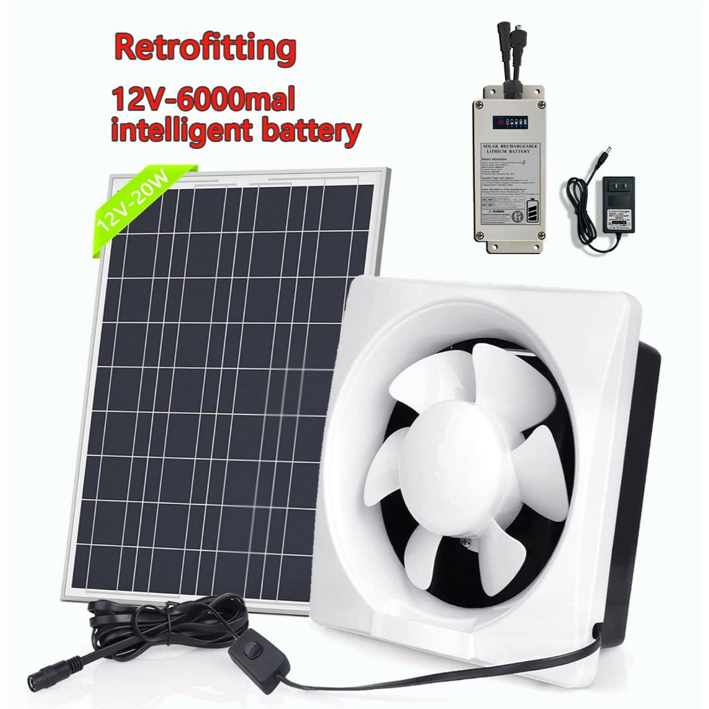 Professional solar fan with battery version, waterproof solar panel ...