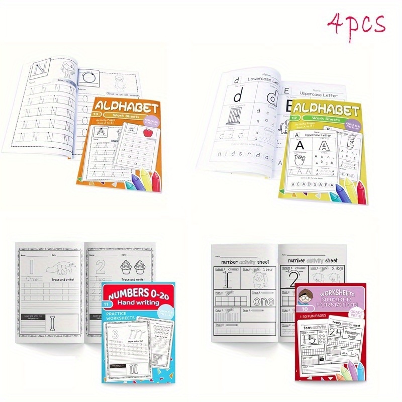 4-Volume Kids' Alphabet Learning Book Set - Interactive Letters ...