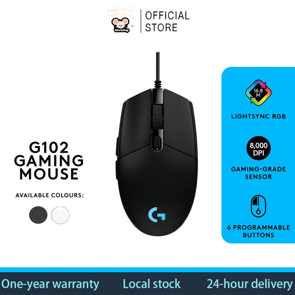Logitech G102 Lightsync RGB Gaming Mouse [8,000 DPI] - Wired USB | 6 Programmable Buttons ...