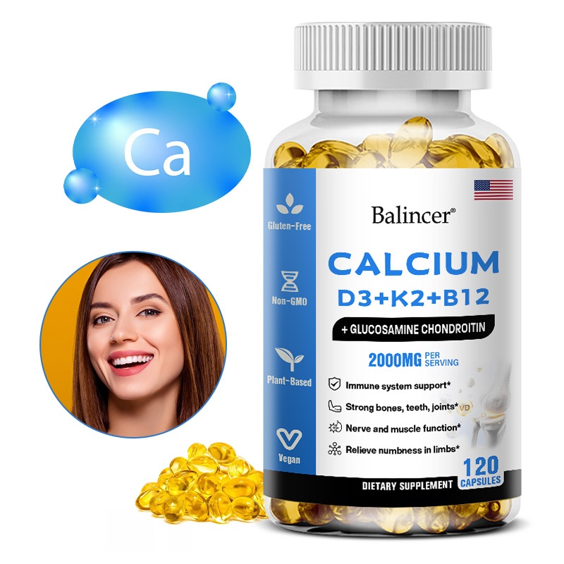 Balincer Glucosamine Chondroitin Supplement with Calcium, Vitamin D3+K2+B12, Supports Heart ...