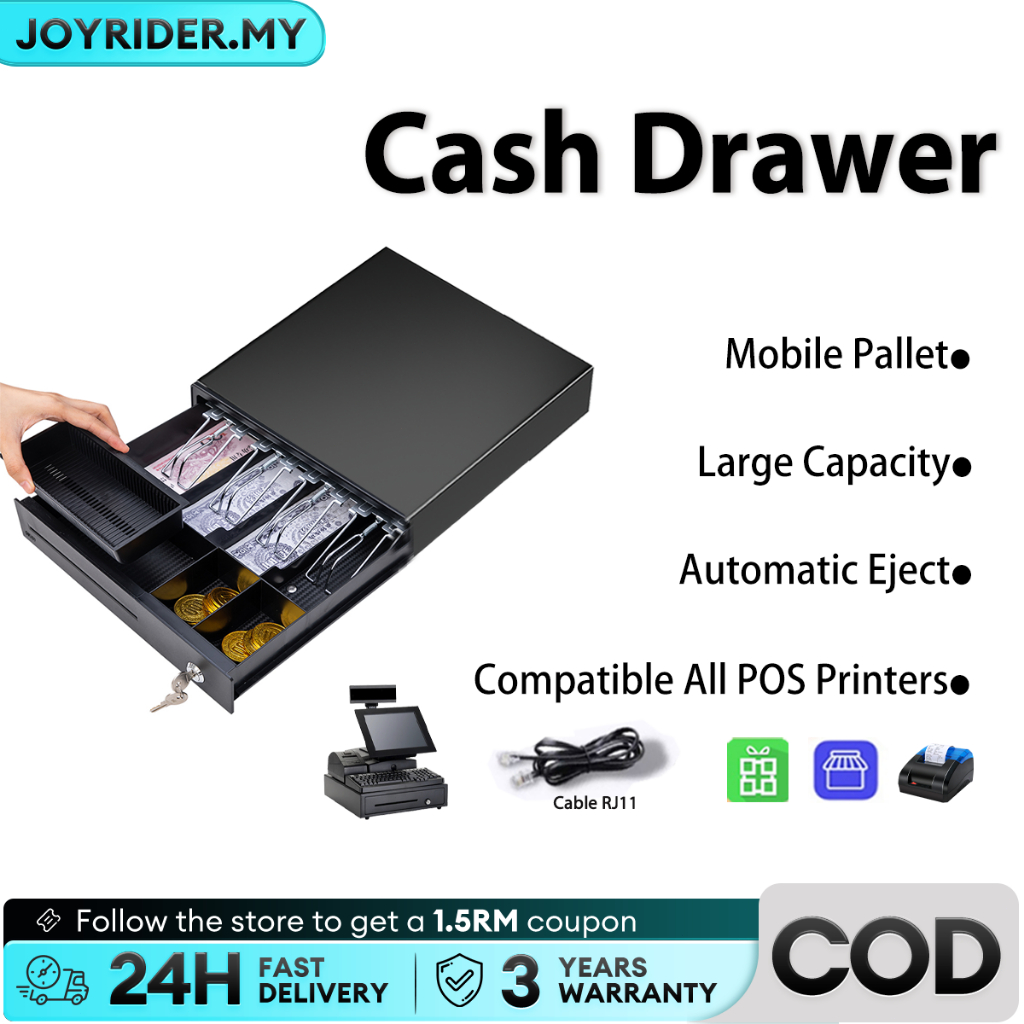 Cash Drawer Cash Box Compartment Money Box Cashier Machine Key Lock POS ...