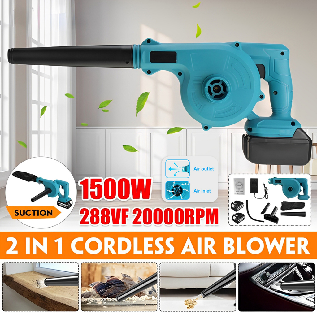 2 In 1 Cordless Air Blower Electric Blowing Suction Leaf Blower Pc Dust ...