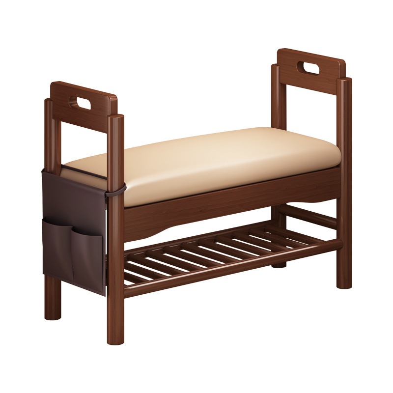 Elderly-Friendly Shoe Bench with Armrests Solid Oak Wood Lightweight ...