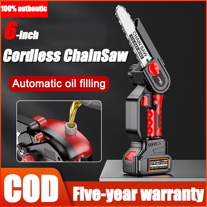 Cordless portable chainsaw, 6-inch small handheld lithium chain saw ...