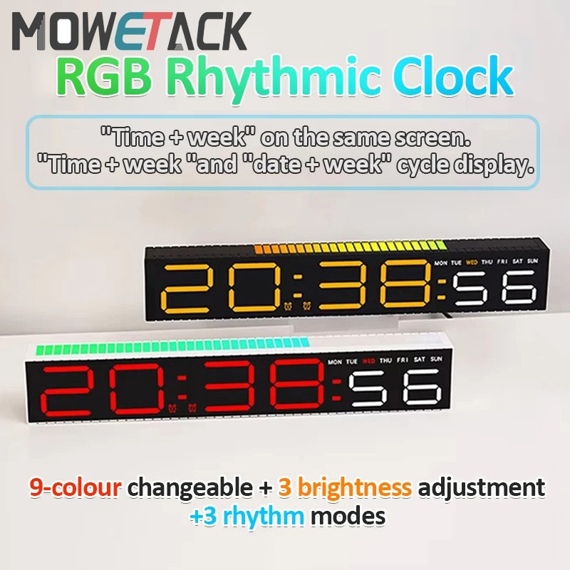 Digital Pickup LED Clocks Rechargeable Dual Alarm Table Clock with 3 ...