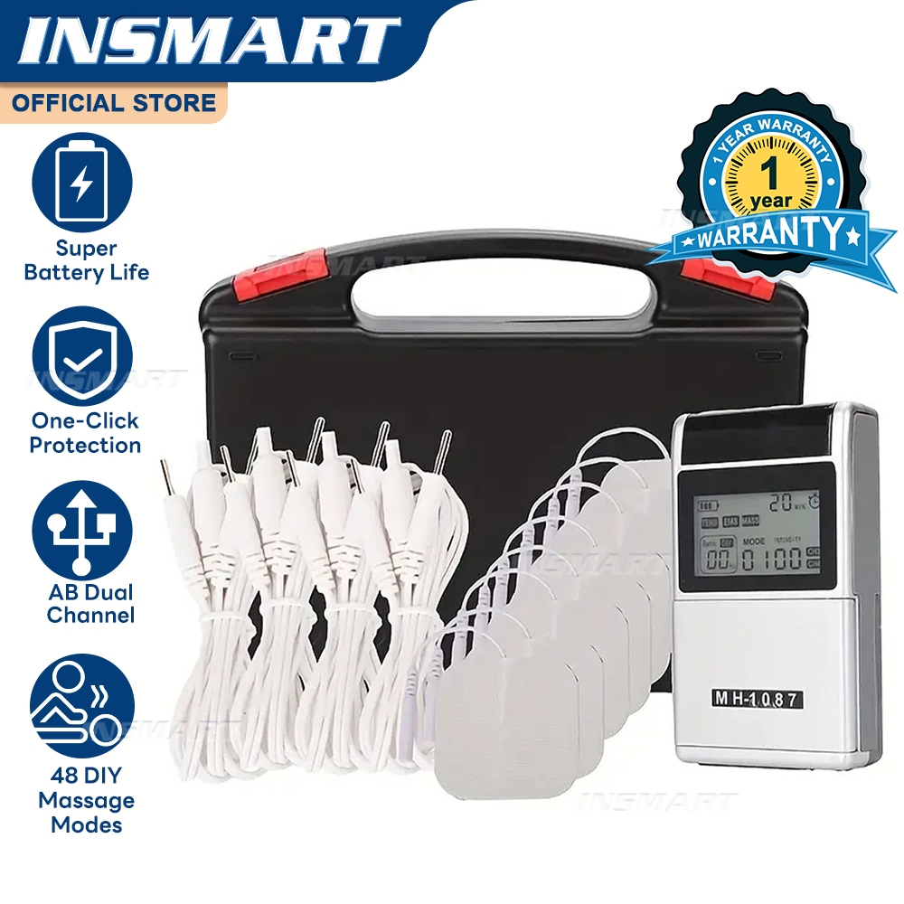 INSMART Four Channel Rechargeable TENS/EMS Massager 48 Modes Electronic ...