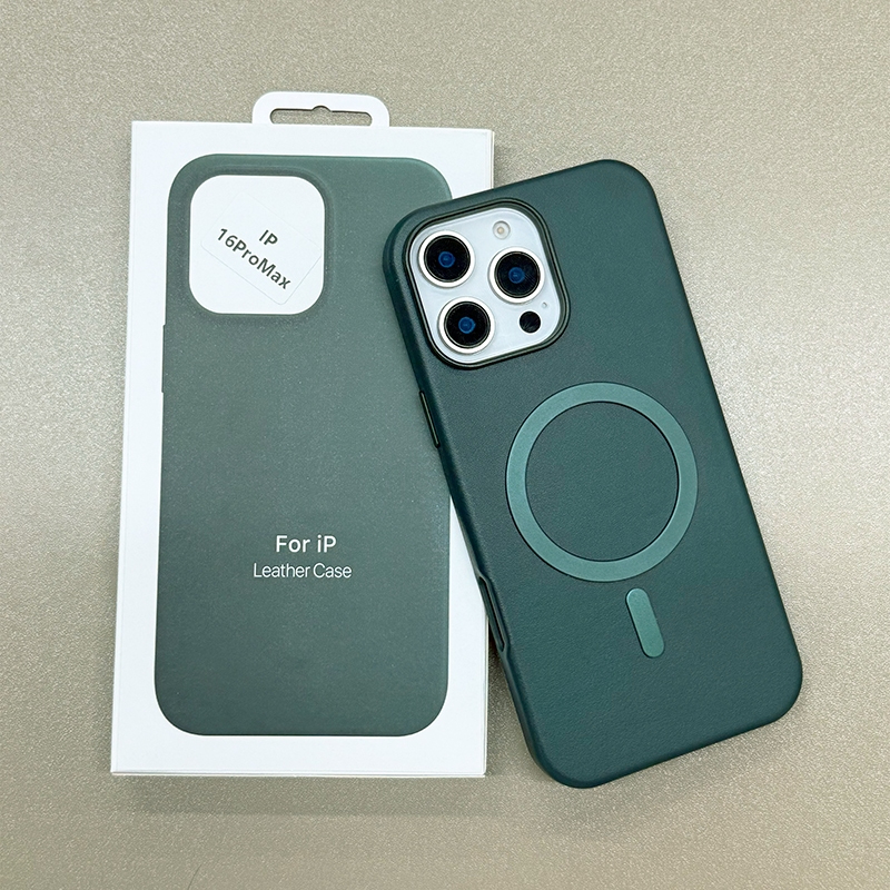 Solid Color Official Genuine Leather Strong Magnetic Ring iPhone Case ...