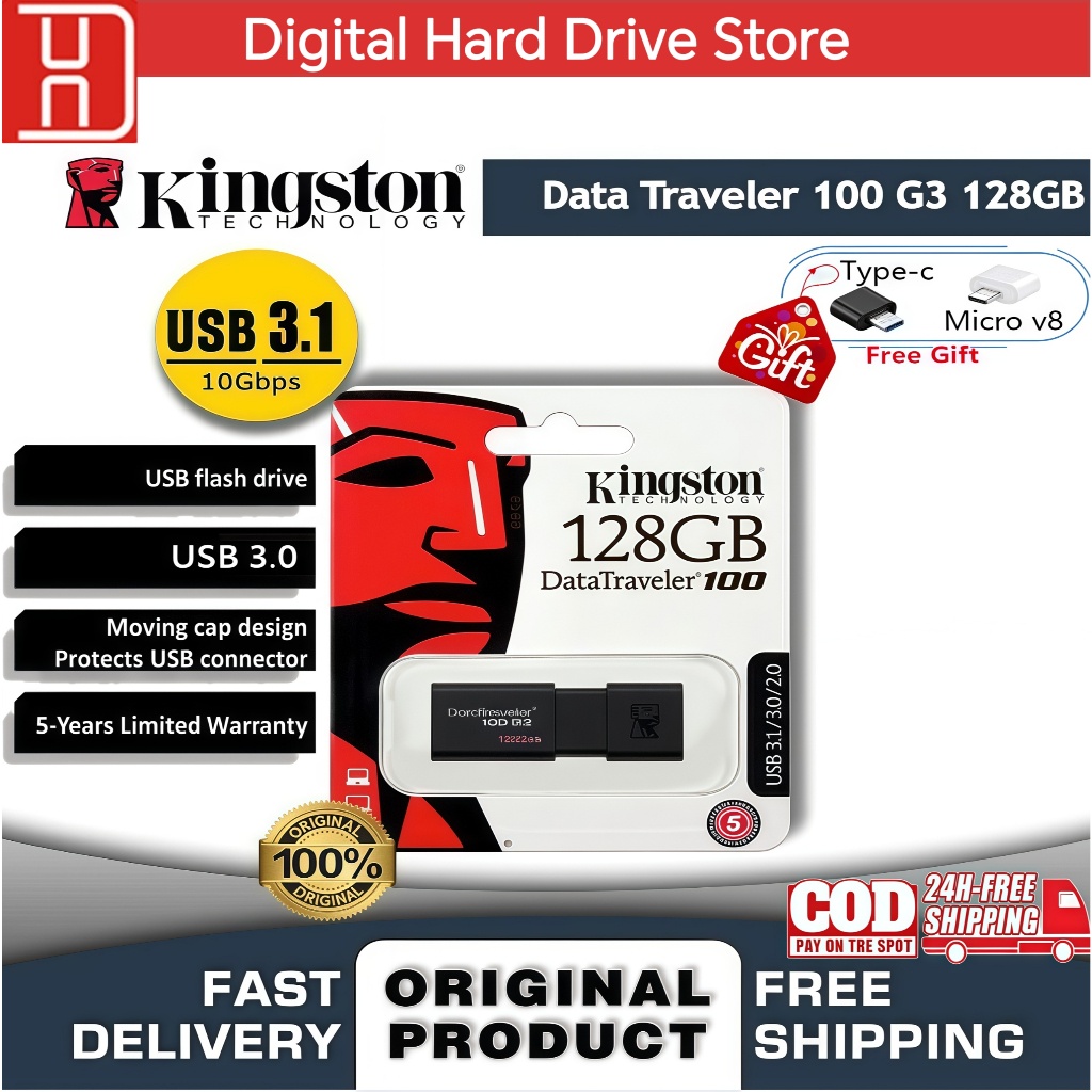 𝟭𝟬𝟬% 𝗧𝗨𝗟𝗘𝗡 𝐊𝐢𝐧𝐠𝐬𝐭𝐨𝐧 USB 3.1 Pendrive OTG Flash Drive External SSD Hard Disk Berkelajuan Tinggi ...