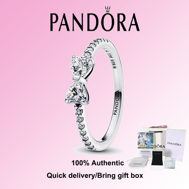 PANDORA S925 Sterling Silver Sparkling Bow Ring | Shopee Malaysia