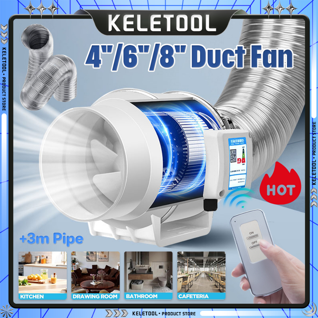 4"6"8" Exhaust Fan Wall Window Toilet Mountable Exhaust Fan Pressure ...