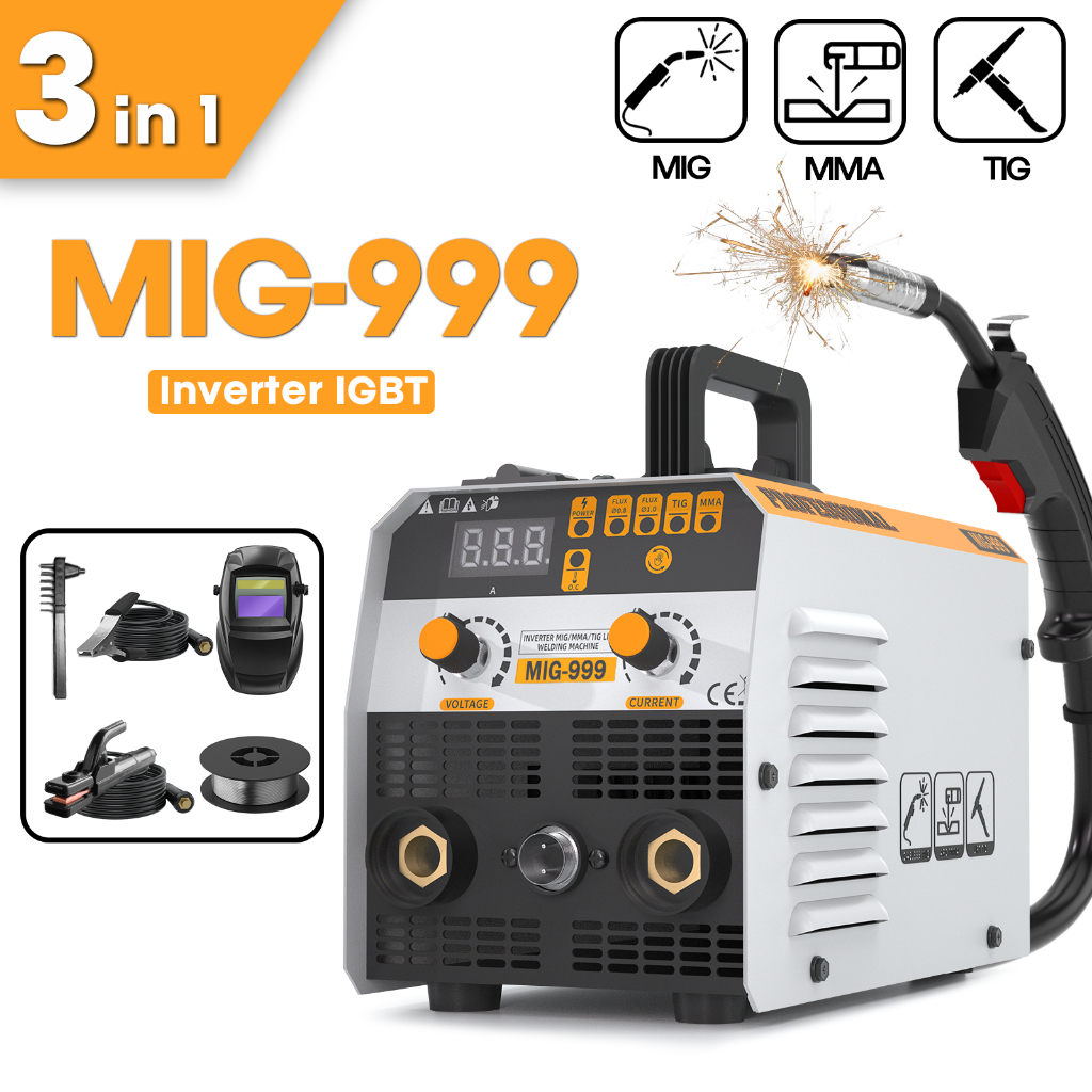 Mig-999 Welding Machine Mig Welding Set Mesin Welding Gasless MIG/MMA/TIG 3in1 Inverter IGBT ...