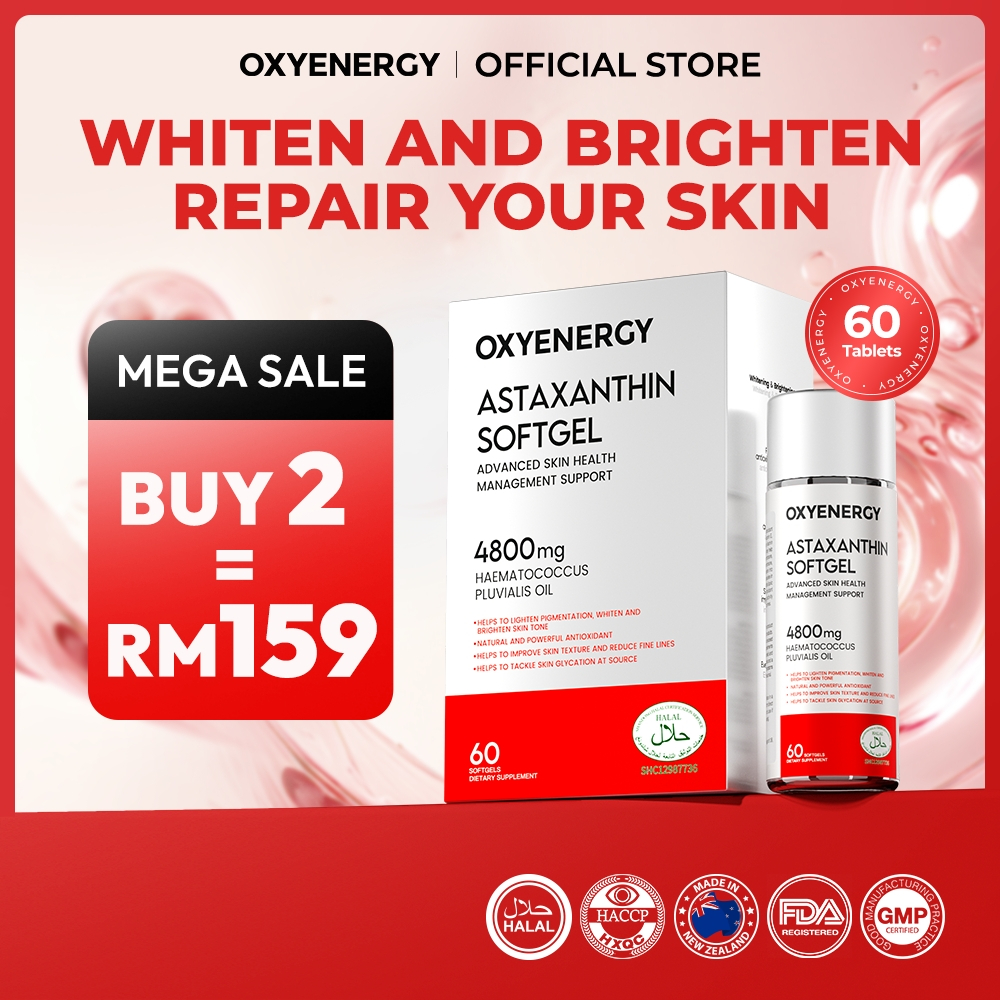 Oxyenergy Astaxanthin 4800mg, 60 Softgels, Natural Algae Antioxidant for Eyes, Skin & Joints ...