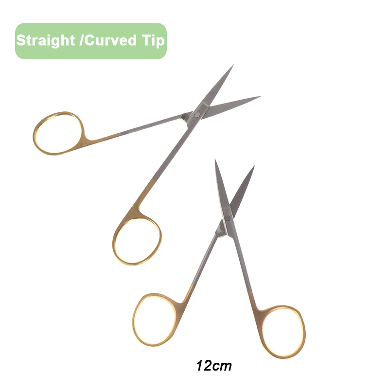 Stainless Steel Dental Surgical Scissors Straight/Curved Tip Gold ...
