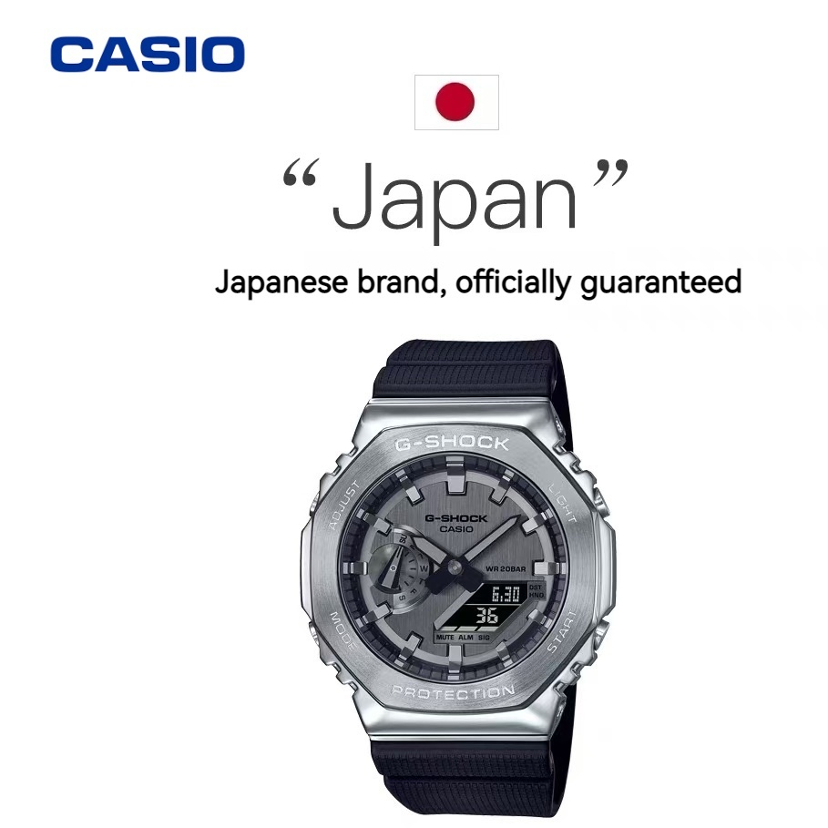 G Shock Original 100% Man GM-2100-1A GM2100 GA-2100 Silver Black Resin Band man Quartz Sport ...