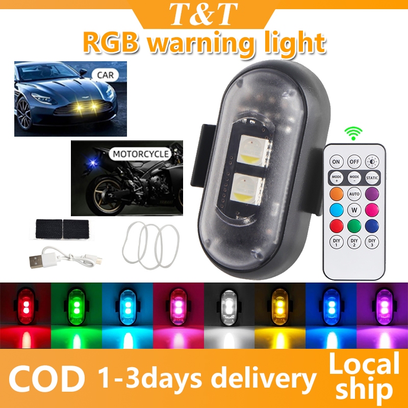 Remote RGB Led Aircraft Strobe lights Motorcycle Lights USB Rechargeable Remote Control LED Anti ...