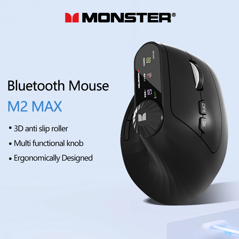 Monster M2 MAX Mouse Bluetooth Wireless Non Slip Ergonomic Design Light ...