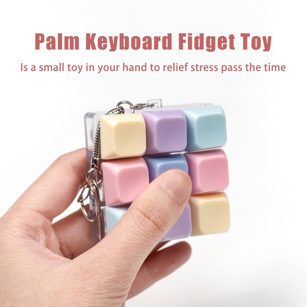 Nine-square grid keycaps fidget with RGB Light Keychain Keyboard ...