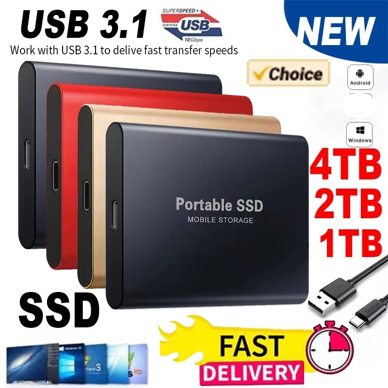 High-Speed External SSD 1TB 2TB 4TB External Hard Drive Portable ...