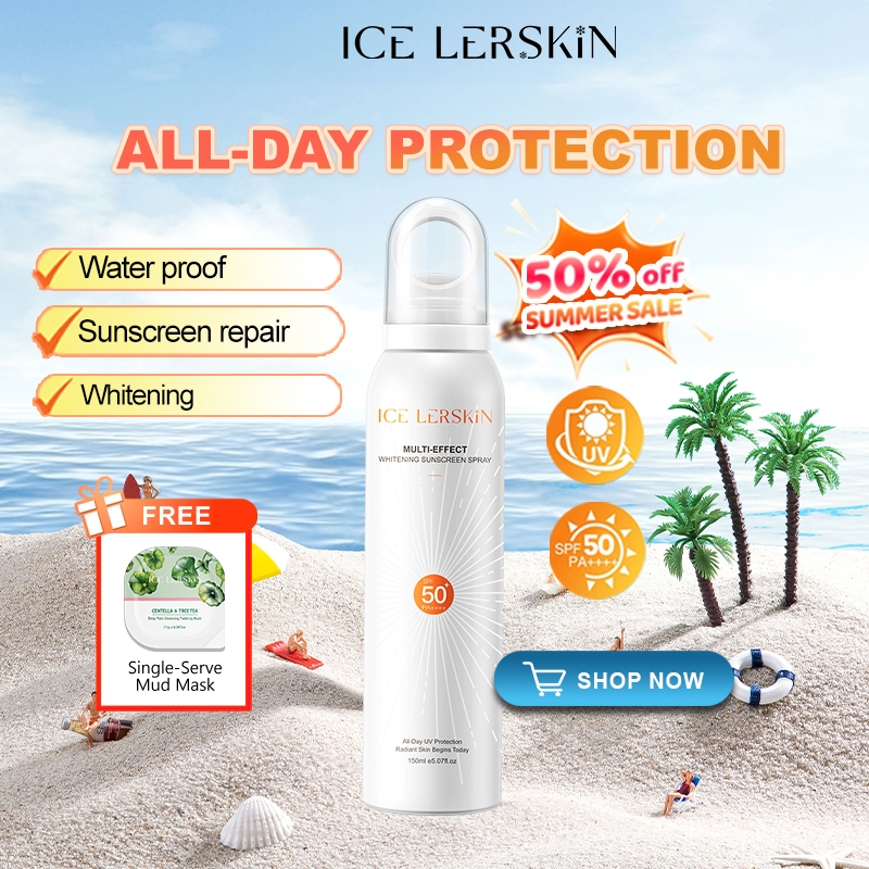 ICE LERSKIN Sunscreen Spray SPF 50 PA++++ Multi-effect Whitening All ...