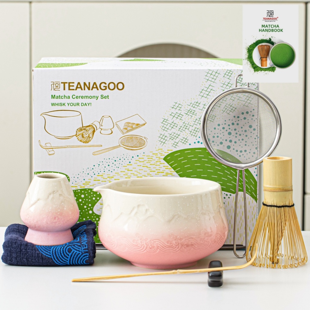 TEANAGOO 7 Pcs Matcha Whisk Set, Pink Matcha Set, Ceremony Matcha ...