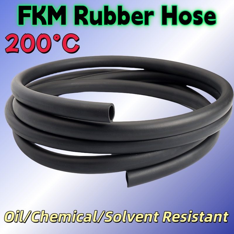 「High Temp 200°C」Black FKM Rubber Hose - Oil/Chemical/Solvent Resistant ...