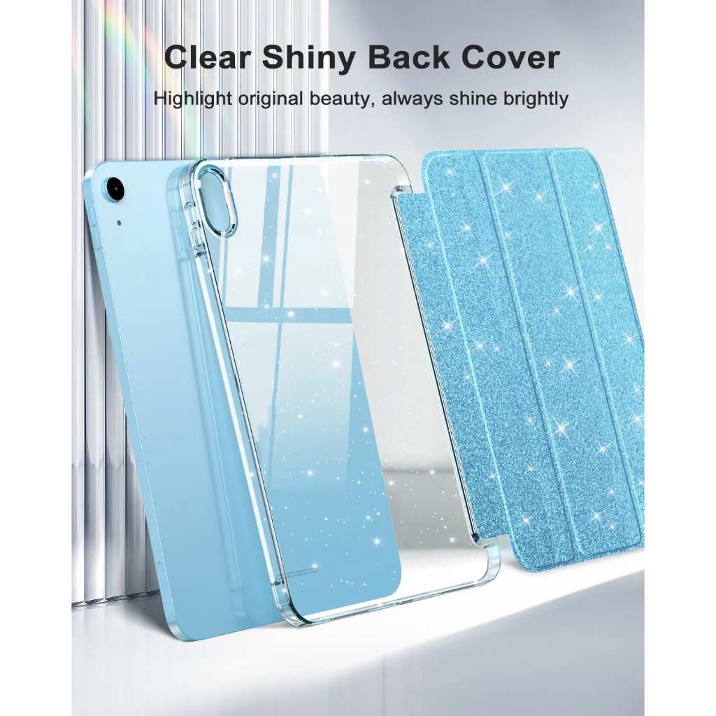 MoKo Slim Stand Glitter Protective Case with Shiny Clear TPU Back Shell ...