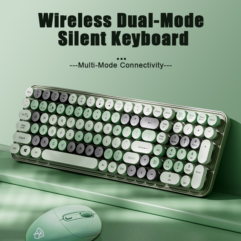 Retro Punk Keyboard Wireless Silent Keyboard Bluetooth Rechargeable ...
