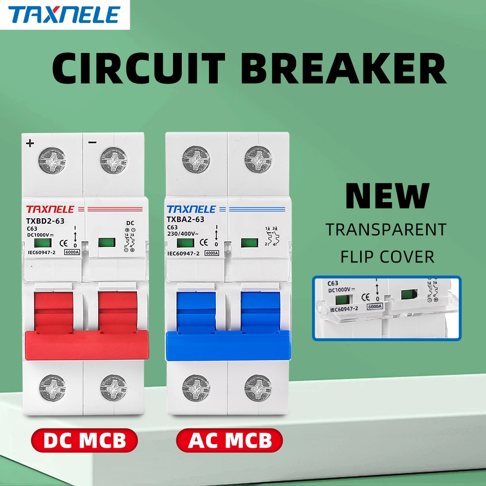 2P AC DC 1000V MCB Solar Mini Circuit Breaker Overload Protection Switch 20A 40A 63A ...