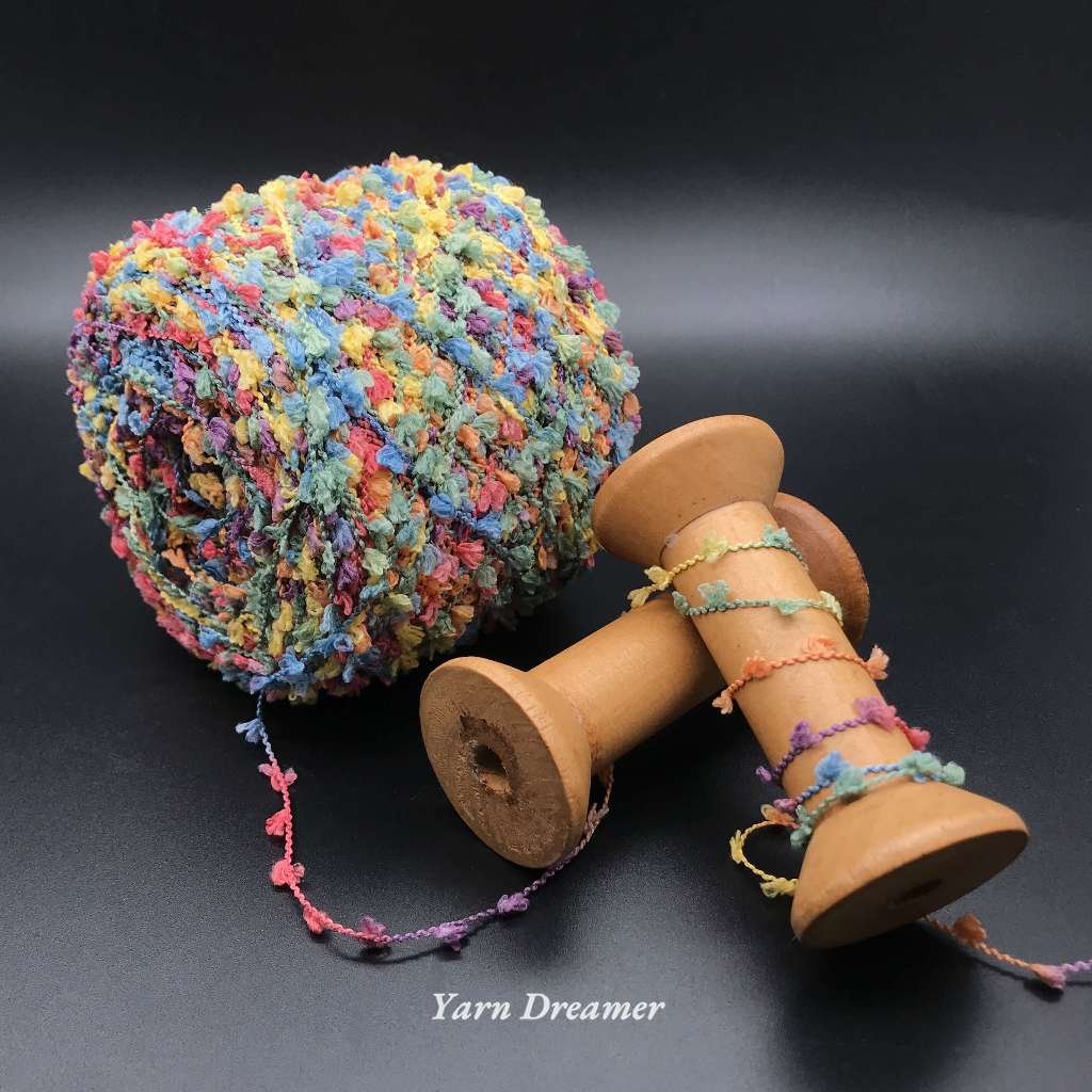 Benang kait Pom Pom Fluffy Yarn Crochet Rainbow Yarn for Crochet Yarn ...