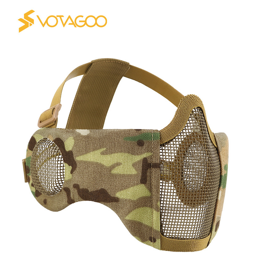 VOTAGOO Airsoft Mesh Mask Tactical Foldable Half MeshMaskwith Ear ...