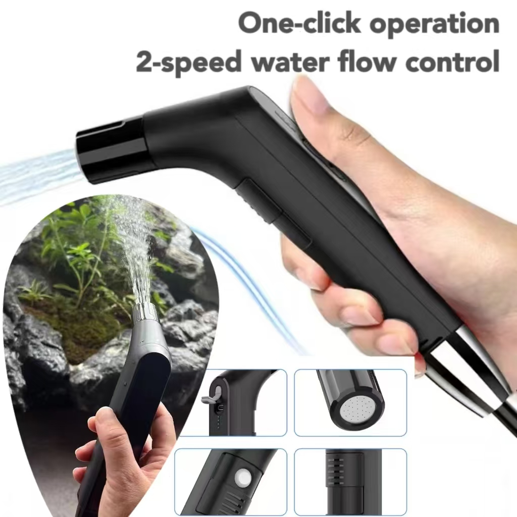 Handheld Bidet Spray Gun Black Shattaf Sprayer BathroomToilet Portable ...