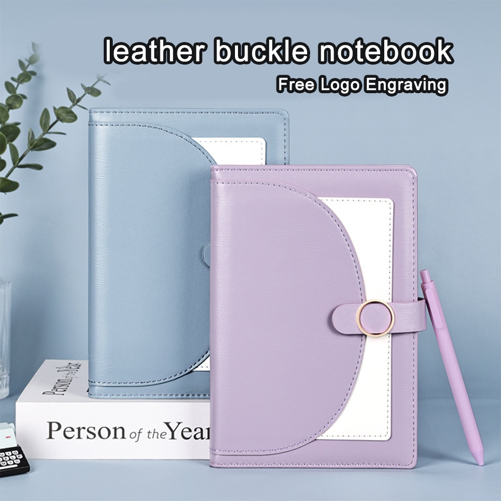 (Free Logo engraving) Buckle leather notebook, student A5 portable ...