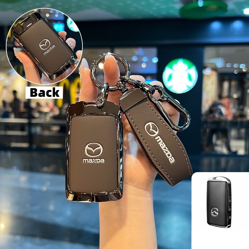 Leather Alloy Key Cover Holder Keychain Protector For Mazda CX30/CX-3 ...