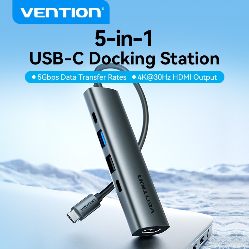 Vention 5-in-1 USB-C Docking Station HDMI-OUT 4k@30HZ 100W PD Fast ...