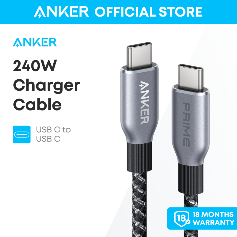 Anker Prime USB C to USB C Cable, 240W 3ft Fast Charging USB C Cable ...