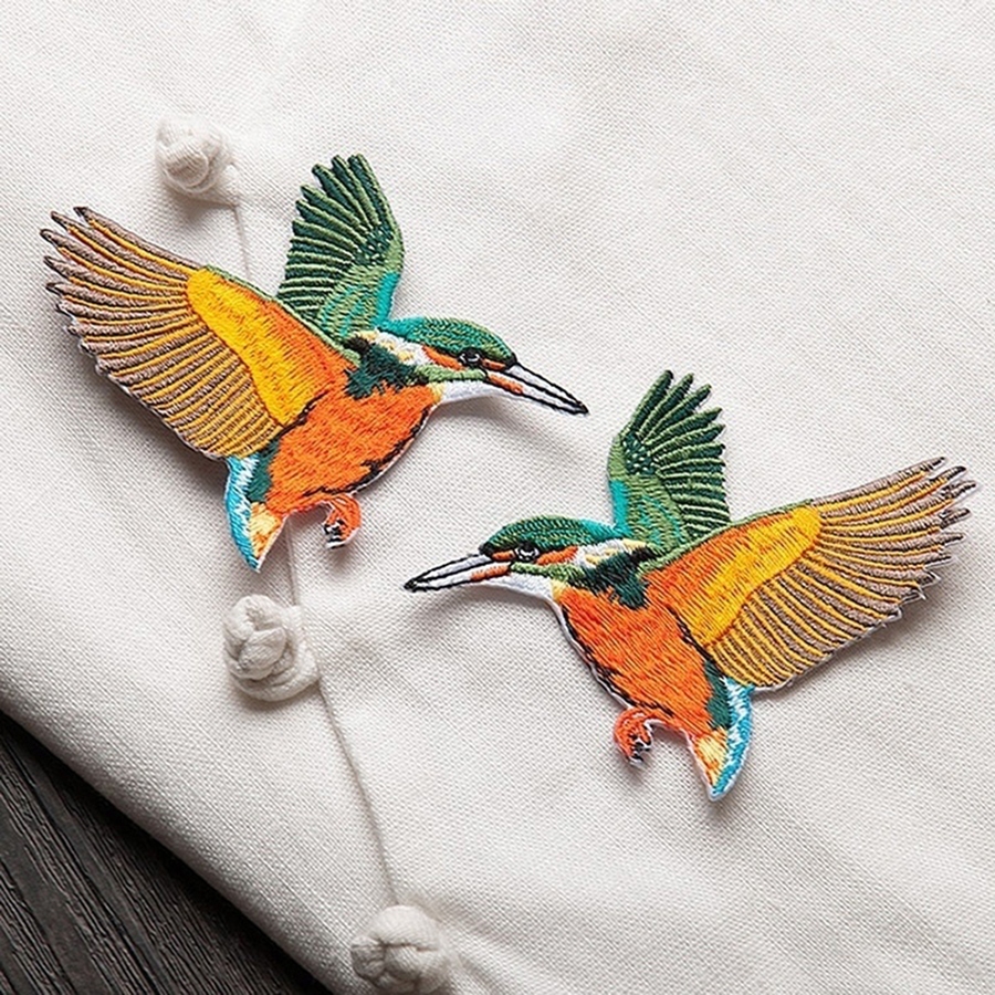 1 Pair Hummingbird Embroidery Patches Ironing On Clothes Bags ...