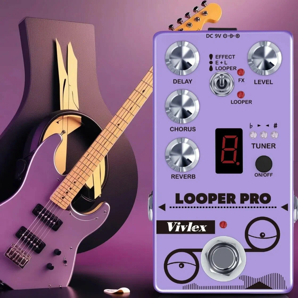 Vivlex Looper Pro Multi-Effect Guitar Pedal Bass Pedal with Reverb ...