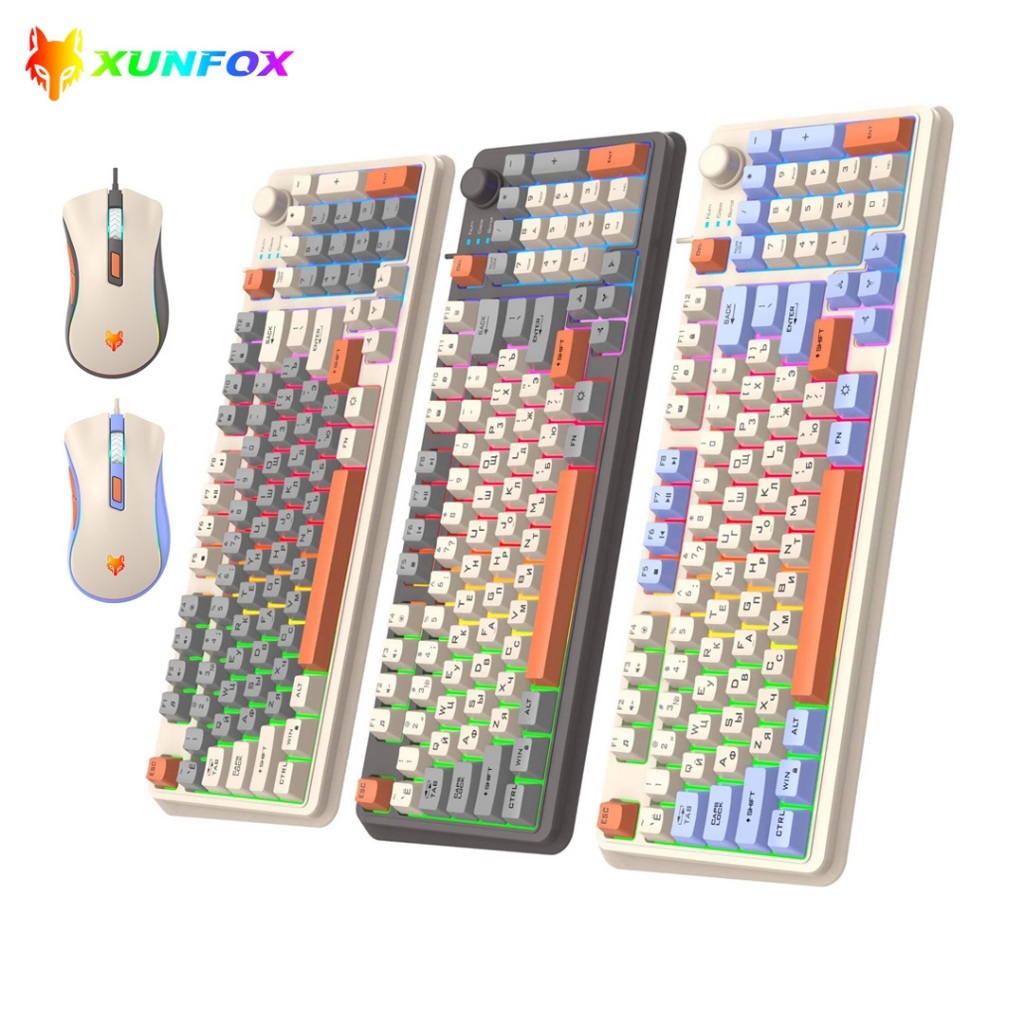 XUNFOX K820 Wired Keyboard And Mouse Set With Color Lighting Effect For ...