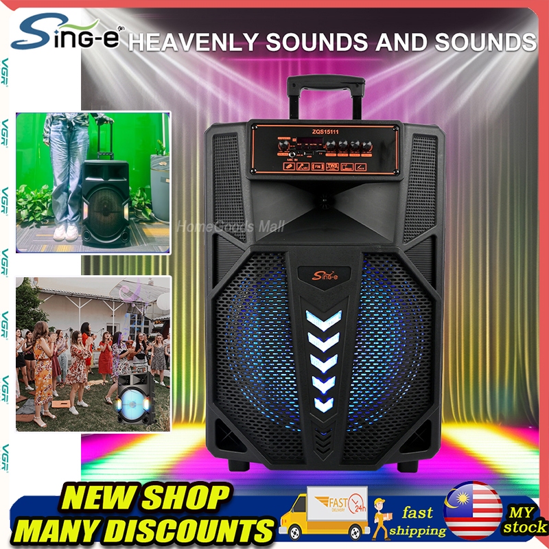 【KL Stock】Zqs15111 Multi Function 15 Inch Big Power Battery Wireless Trolley Bluetooth Speaker ...