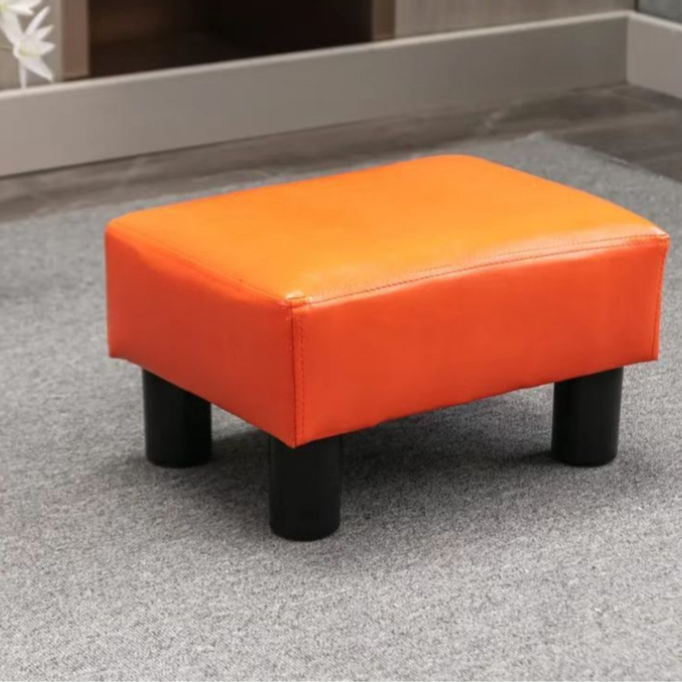 Household Low Stool Solid Wood Oil Wax Leather Low Stool Door Shoe ...