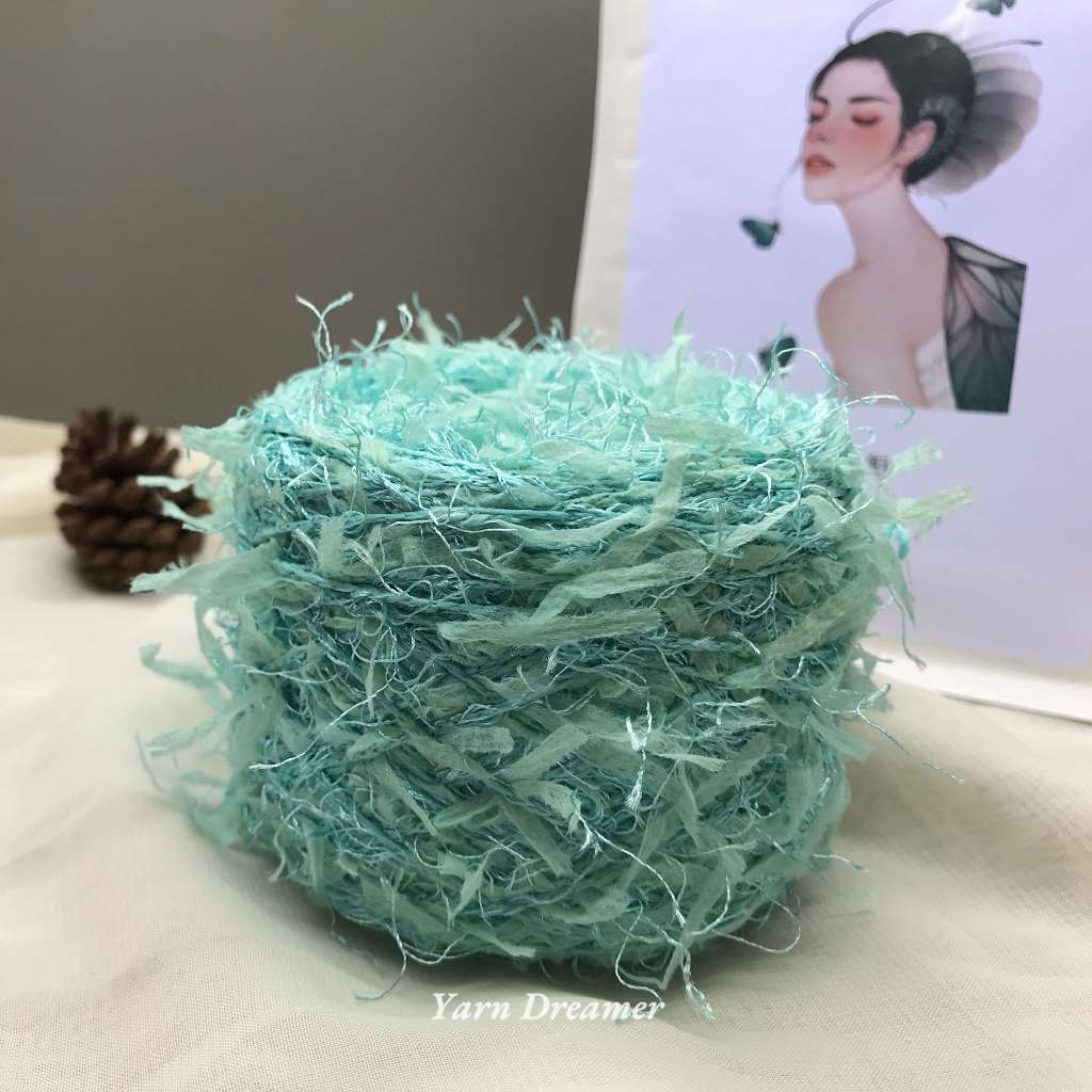 Benang Kait Benang Crochet Yarn Fluffy Yarn Crochet Wool Ribbon Yarn ...