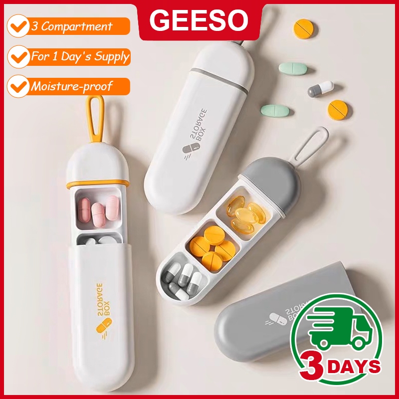 GEESO 3 Grid Lanyard Pill Box Portable Travel Mini Multifunctional ...