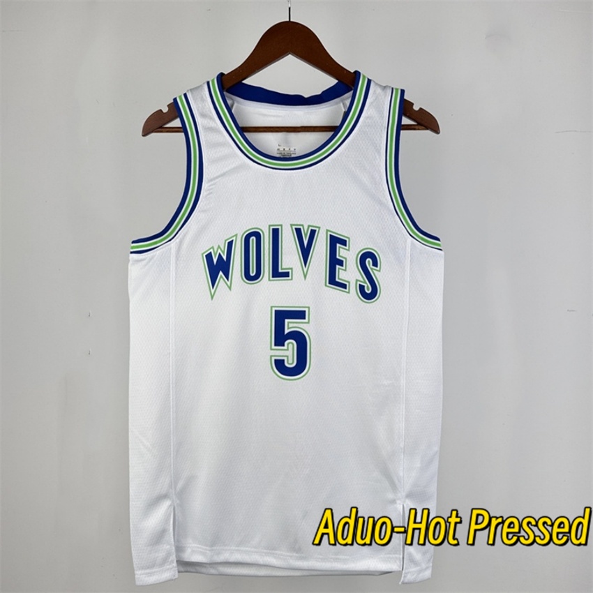 Hot pressed NBA Minnesota Timberwolves #5 Anthony Edwards white 2024 ...